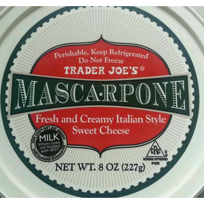 Carbs in Trader Joe's Mascarpone Fresh and Creamy Italian Style Sweet ...