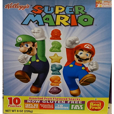 Carbs in Kellogg's Super Mario, Assorted Fruit Flavored Snacks | Carb ...
