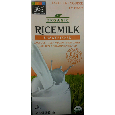 Calories in Beverages, rice milk, unsweetened - 1 cup from USDA