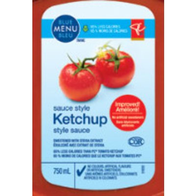 Carbs in President's Choice Blue Menu Ketchup, Sweetened with Stevia ...