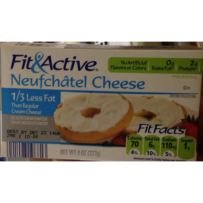 Carbs in Fit & Active Neufchatel Cheese | Carb Manager