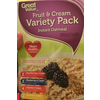 Calories in Fruit & Cream Variety Pack Instant Oatmeal from Great Value