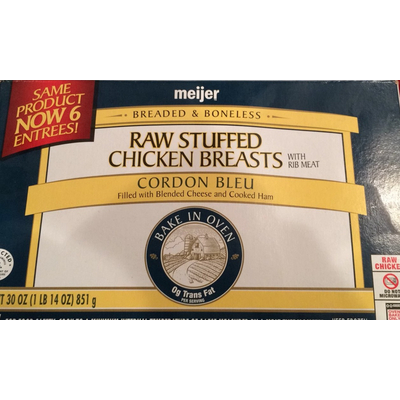 Carbs in Meijer Raw Stuffed Chicken Breasts, Cordon Bleu | Carb Manager