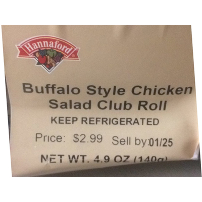 Carbs in Hannaford Buffalo Style Chicken Salad Club Roll | Carb Manager