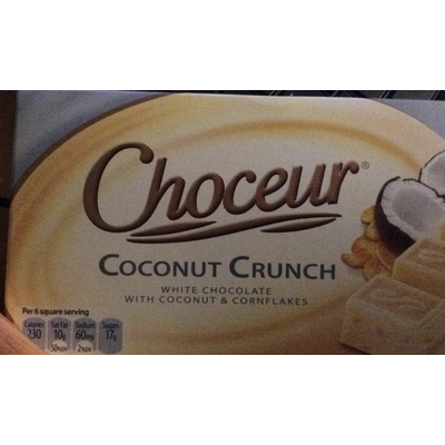 Carbs in Choceur White Chocolate, Coconut Crunch | Carb Manager