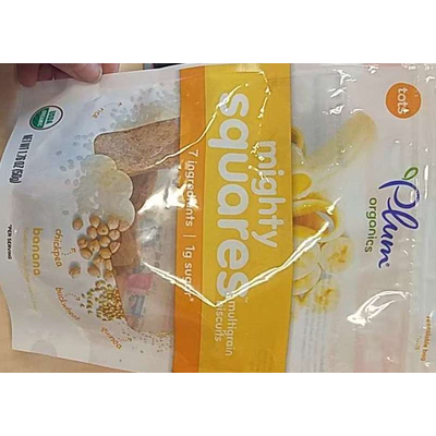 Carbs in Plum Organics Multigrain Biscuits, Mighty Squares, Banana ...