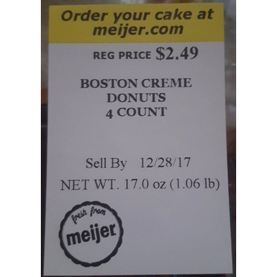 Carbs in Meijer Boston Creme Donuts | Carb Manager