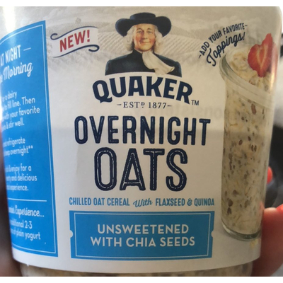 Carbs in Quaker Overnight Oats, Unsweetened with Chia Seeds | Carb Manager