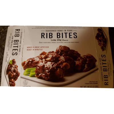 Carbs in Mistica Foods Seasoned Bone-In Pork Rib Bites, with BBQ Sauce ...