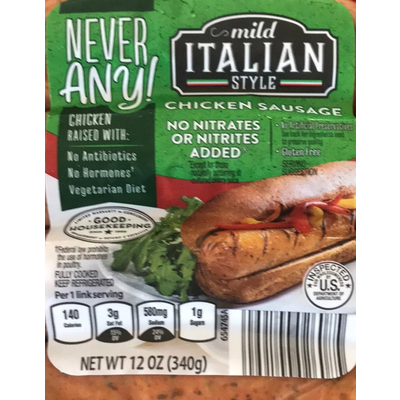 Carbs in Never Any! Italian Style Sausage, Mild | Carb Manager