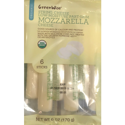 Carbs in GreenWise Organic String Cheese, Low-Moisture Part-Skim ...