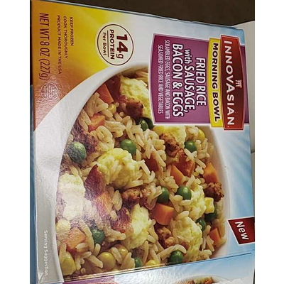 Carbs in InnovAsian Morning Bowl, Fried Rice with Sausage, Bacon & Eggs ...