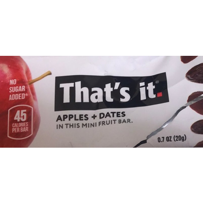 Carbs in That's It. Mini Fruit Bar, Apples and Dates | Carb Manager
