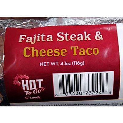 Carbs in Love's Hot To Go Fajita Steak & Cheese Taco | Carb Manager