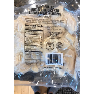 Carbs in Costco Wholesale Corp Hand Pulled Rotisserie Chicken Breast ...