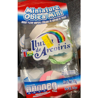 Carbs in Iluvia de Arcoiris Miniature Oblea Mini Wheat Flor Wafers ...