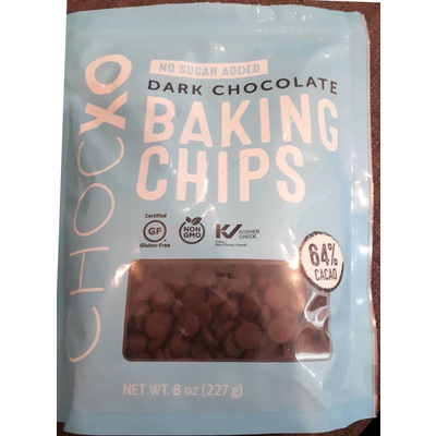 Carbs in Chocxo No Sugar Added Dark Chocolate Baking Chips | Carb Manager