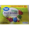Calories in Tangy Fruit Smiles Fruit Flavored Snacks from Great Value