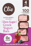 Calories in Yogurt Bars, Greek, Zero Sugar, Mixed Berry, 4 Pack from Clio