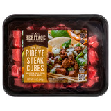 Calories in Ribeye Steak Cubes, 100% Beef from Heritage