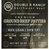 Calories in 80% Lean 20% Fat Ground Beef Patties from Double R Ranch