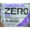 Calories in Grape Flavored Zero Sugar Sports Drink from Powerade Zero